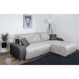 Ecksofa Collection AB "Pia L-Form, B: 237 cm", grau (anthrazit, hellgrau), B:237cm H:41cm T:169cm, 100%Polyester, Sofas, Ecksofa, Bettfunktion, Bettkasten & 2 Zierkissen, Federkern