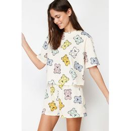 Trendyol Pyjama in Wei&szlig;/ Bunt - 54% | Gr&ouml;&szlig;e L | Damen-loungewear