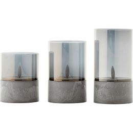 Brilliant Au&szlig;en-Tischleuchte "Bougie", grau (grau rauchglas), 1, &Oslash; 8cm H: 10cm, 3 Stk., Leuchten, LED-Kerzen 3er-Set, Timer, H&ouml;he 10/12,5/15 cm, &Oslash; 8 cm