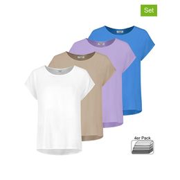 Sublevel 4er-Set: Shirts in Wei&szlig;/ Beige/ Flieder - 61% | Gr&ouml;&szlig;e M | Damen-tops
