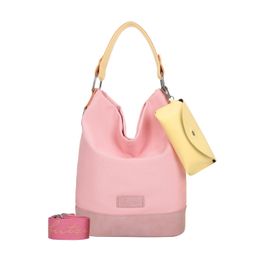 Schultertasche Fritzi aus Preussen "Izzy07 Olga", Damen, Gr. B/H/T: 17cm x 37cm x 27cm, bunt (rosa, gelb), Baumwolle, mehrfarbig, Taschen Schultertasche, aus veganen und recycelten Materialien