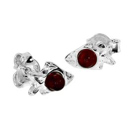 Paar Ohrstecker OSTSEE-SCHMUCK "- Fisch - Silber 925/000 - Bernstein" Gr. 9, silber (silber 925, silberfarben, wei&szlig;), Ohrringe, Damen, 9, Silber 925 (Sterlingsilber)
