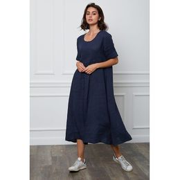 Fleur de Lin Leinen-Kleid "Gustavo" in Dunkelblau - 80% | Gr&ouml;&szlig;e L | Damen-kleider