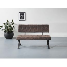 Sitzbank Hela "Donna", braun (vintage braun, anthrazit), B:140cm H:93cm T:61cm, Softex Vintage: 100% Polyester, Sitzb&auml;nke, Sitzbank, Breite 140 cm