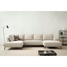Wohnlandschaft OTTO HOME "TVINNU", hellbeige, B:354cm H:83cm T:193cm, Sofas, Wohnlandschaft, Recamiere rechts/links, schwarze Metallf&uuml;&szlig;e, bequeme Sitz-/Liegefl&auml;che