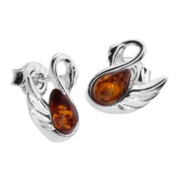 Paar Ohrstecker OSTSEE-SCHMUCK "OSTSEE-SCHMUCK Ohrstecker Schwan Ohrstecker Schwan", wei&szlig;, Ohrringe, Damen, 11 x 10mm, Silber 925 (Sterlingsilber)