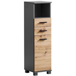 Midischrank Welltime "Palermo, Breite 30 cm", schwarz (anthrazit, artisaneichefarben), B:30,3cm H:110,5cm T:32,6cm, FSC-zertifizierter Holzwerkstoff, Schr&auml;nke, Midischrank, Solide Verarbeitung - Dieses Produkt ist in Deutschland gefertigt