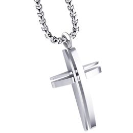 Kette mit Anh&auml;nger Firetti "Schmuck Geschenk Kreuz", silber (edelstahlfarben), Halsketten, Damen, Edelstahl, L: 55 B: 2,3mm, B:2,3mm