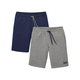 Sweatbermudas bonprix, Herren, Gr. 44/46, N-Gr, grau (dunkelblau, grau meliert), Sweatware, Obermaterial: 100% Baumwolle, regular fit, Hosen, aus Baumwolle, Regular Fit, mit vier Taschen