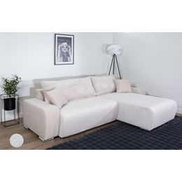 Ecksofa Collection AB "Pia L-Form, B: 237 cm", beige (hellgrau, beige), B:237cm H:41cm T:169cm, 100%Polyester, Sofas, Ecksofa, Bettfunktion, Bettkasten & 2 Zierkissen, Federkern