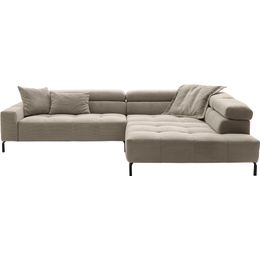 Ecksofa Home Affaire "Claya, 311 cm breit, L-Form, inkl. Kopfteilverstellung", beige (sand), B:311cm H:71cm T:219cm, 95% Polyester, 5% Nylon, Sofas, Ecksofa, mit elektrischem Sitzvorzug im Hauptelement
