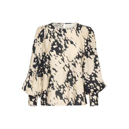 Langarmbluse Kaffe "Langarm-Bluse KAlouise", Damen, Gr. 36, schwarz (schwarz, sand graphic cloud), Obermaterial: 80% Viskose CV. 20% Polyamid PA., Blusen