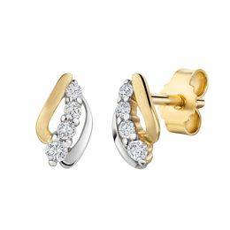 Paar Ohrstecker Firetti "Schmuck Geschenk Gold 333 Ohrschmuck Ohrringe bicolor", gold (gelbgoldfarben, wei&szlig;goldfarben, kristallwei&szlig;, kristallwei&szlig;), Ohrringe, Damen, Gelbgold 333, mit Zirkonia (synth.)