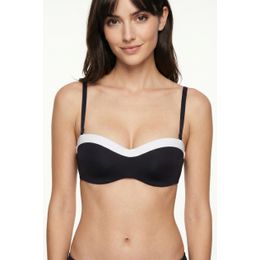 JOOP! Bandeau-Bikini-Top JOOP "Blanca Beach", Damen, Gr. 40, Cup C, schwarz-wei&szlig; (schwarz beauty), Jersey, Obermaterial: 83% Polyamid, 17% Elasthan, Bikini-Oberteile