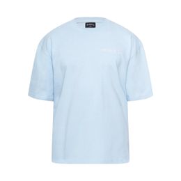 T-Shirt DROPSIZE "Dropsize Herren Heavy Oversize Crime T-Shirt", Jungen, Gr. L, baby blau, 100% Baumwolle, bedruckt, normal, Rundhals, Shirts T-Shirt