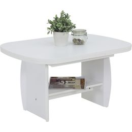 Couchtisch Hela, wei&szlig;, B:90cm H:52cm T:68cm, Tische, Couchtisch, H&ouml;henverstellbar und ausziehbar
