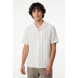 Jack & Jones Kurzarmhemd JACK & JONES "JJELIAM RESORT SHIRT SS SN", Herren, Gr. XL, N-Gr, dusty olive stripes:stripe, Web, Obermaterial: 100% Baumwolle, gestreift, loose fit normal, V-Ausschnitt, Hemden, Baumwolle, loose fit