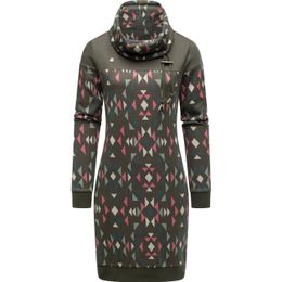 Sweatkleid Ragwear "Chlloe Aztec YOUMODO", Damen, Gr. L (40), Normalgr&ouml;&szlig;en, olivgr&uuml;n, Material: 100% Baumwolle, figurumspielend ca. Mitte Oberschenkel, hoch geschlossener Ausschnitt, &Auml;rmel ohne &Auml;rmelschlitz Rippstrickb&uuml;ndchen, Kleider Sweatkleid, stylisches Langarm Minikleid mit Aztec-Muster