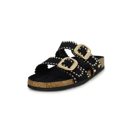 Pantolette FINDLAY "PERRY", Damen, Gr. 37, schwarz, Lederimitat, Schuhe Pantolette, im tollen Nieten-Design