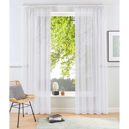 Gardine OTTO HOME "XANA mit &Ouml;sen, Kr&auml;uselband oder Schlaufen" Gr. 1, wei&szlig;, B:145cm H:145cm, Voile, Polyester, Gardinen, Gardine, Bestseller, einfarbig, 1 bzw. 2 Schals, pflegeleicht, Beststeller