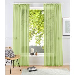 Gardine OTTO HOME "XANA mit &Ouml;sen, Kr&auml;uselband oder Schlaufen" Gr. 1, gr&uuml;n, B:145cm H:145cm, Voile, Polyester, Gardinen, Gardine, Bestseller, einfarbig, 1 bzw. 2 Schals, pflegeleicht, Beststeller