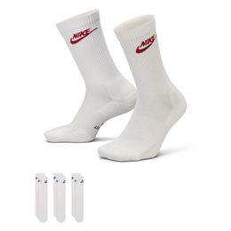 Sportsocken Nike "U NK ED ELVD CRW 3P FUTRA -144", Damen, Gr. XL (46/50), wei&szlig; (multi, color3), Obermaterial: 67% Baumwolle, 30% Polyester, 3% Elasthan, Socken Sportsocken