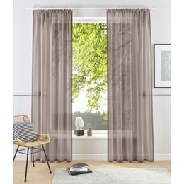 Gardine OTTO HOME "XANA mit &Ouml;sen, Kr&auml;uselband oder Schlaufen" Gr. 1, braun (taupe), B:145cm H:145cm, Voile, Polyester, Gardinen, Gardine, Bestseller, einfarbig, 1 bzw. 2 Schals, pflegeleicht, Beststeller