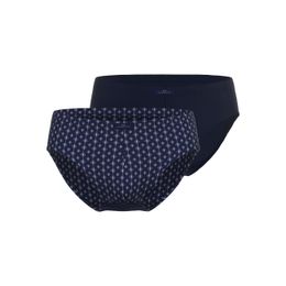 G&ouml;tzburg Slip G&Ouml;TZBURG "Kos", Herren, Gr. 5M, blau (blau, dunkel, minimal), Obermaterial: 95% Baumwolle, 5% Elasthan, eng, Unterhosen Slip, eng, sitzt niedriger, gemustert, basic, kurz, mit Logo, Baumwollmix