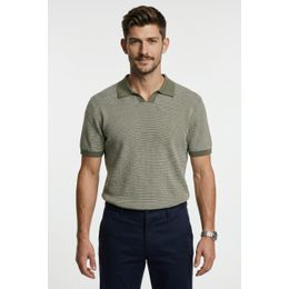 Jack & Jones Polokragenpullover JACK & JONES "JPRBLAHUDSON KNIT SPLIT NECK SS SN", Herren, Gr. M, smokey olive detail:twist, Strick, Obermaterial: 100% Baumwolle, meliert, normal, V-Ausschnitt, Pullover, Baumwolle