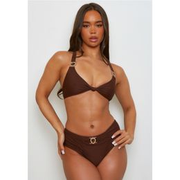 Balconette-Bikini MODA MINX "Amour Knot", Damen, Gr. M, braun, 82% Polyamid, 18% Elasthan, unifarben, Bikini-Sets Balconette-Bikini, mit modischer Schn&uuml;rung am R&uuml;cken