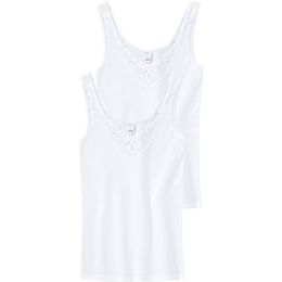 Achselhemd Speidel "Noelle", Damen, Gr. 40, N-Gr, wei&szlig;, Feinripp, Obermaterial: 100% Baumwolle, bestickt, unifarben, V-Ausschnitt, Unterhemden, eng, V-Ausschnitt, ohne Schadstoffe, Baumwolle