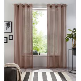 Gardine OTTO HOME "XANA mit &Ouml;sen, Kr&auml;uselband oder Schlaufen" Gr. 2, grau (taupe), B:145cm H:175cm, Voile, Polyester, Gardinen, Gardine, Bestseller, einfarbig, 1 bzw. 2er Set, pflegeleicht, Bestseller