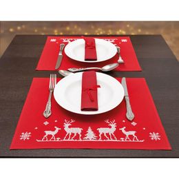 buttinette Tischsets "Rehe rot/wei&szlig;", 2er-Set
