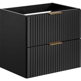 WASCHBECKENUNTERSCHRANK Niva h&auml;ngend mit Rillenfronten in Schwarz, 60/57/46 cm