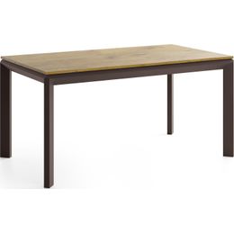ESSTISCH Elan rechteckig ausziehbar verl&auml;ngerbar mit Braunen Metallbeinen, Eiche Hell Braun 160-250/90/76 cm