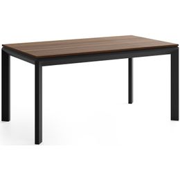 ESSTISCH Elan rechteckig ausziehbar verl&auml;ngerbar mit Schwarzen Metallbeinen, Walnuss Braun 180-270/90/76 cm