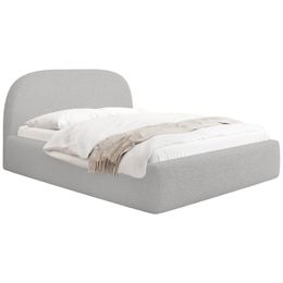 POLSTERBETT Puro mit Bettkasten, Hellgrau Boucle 120 x 200 cm &ndash; mit Metall-Lattenrost