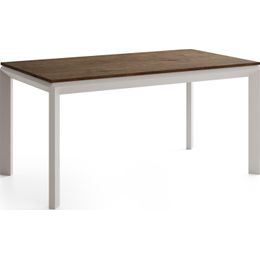 ESSTISCH Elan rechteckig ausziehbar verl&auml;ngerbar mit Schwarzen Metallbeinen, Eiche Braun Rustikal 160-250/90/76 cm