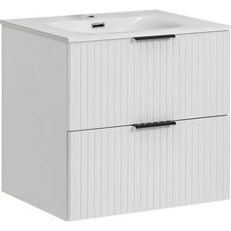WASCHTISCHKOMBI Niva h&auml;ngend geriffelt in Wei&szlig; Matt 61/59/46 cm