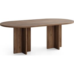 ESSTISCH Aster oval, Nussbaum Braun 204/90/75 cm