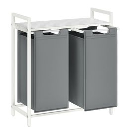 W&Auml;SCHEKORB 2 F&auml;cher Wei&szlig; und Grau &ndash; H71 cm