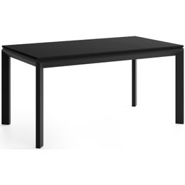 ESSTISCH Elan rechteckig ausziehbar verl&auml;ngerbar mit Schwarzen Metallbeinen, Schwarz 180-270/90/76 cm