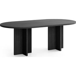 ESSTISCH Aster oval, Esche Schwarz 204/90/75 cm
