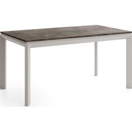 ESSTISCH Elan rechteckig ausziehbar verl&auml;ngerbar mit Schwarzen Metallbeinen, Beton Dunkelgrau 180-270/90/76 cm