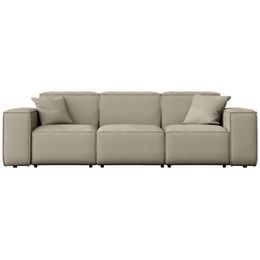 GARTENSOFA Lorento Outdoor 3-Sitzer, Taupe Beige Kunstleder 251/73/92 cm