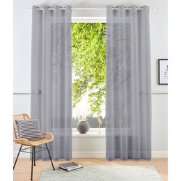 Gardine OTTO HOME "XANA mit &Ouml;sen, Kr&auml;uselband oder Schlaufen" Gr. 2, grau, B:145cm H:175cm, Voile, Polyester, Gardinen, Gardine, Bestseller, einfarbig, 1 bzw. 2er Set, pflegeleicht, Bestseller
