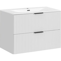 WASCHTISCHKOMBI Niva h&auml;ngend geriffelt in Wei&szlig; Matt 81/59/46 cm