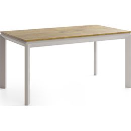 ESSTISCH Elan rechteckig ausziehbar verl&auml;ngerbar mit Schwarzen Metallbeinen, Eiche Hell Braun 160-250/90/76 cm