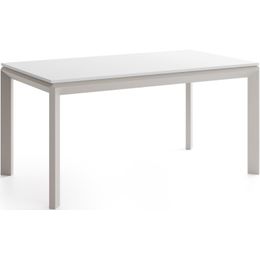 ESSTISCH Elan rechteckig ausziehbar verl&auml;ngerbar mit Schwarzen Metallbeinen, Wei&szlig; 180-270/90/76 cm