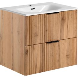 WASCHTISCHKOMBI Niva h&auml;ngend geriffelt in Eiche Hell Braun 61/59/46 cm